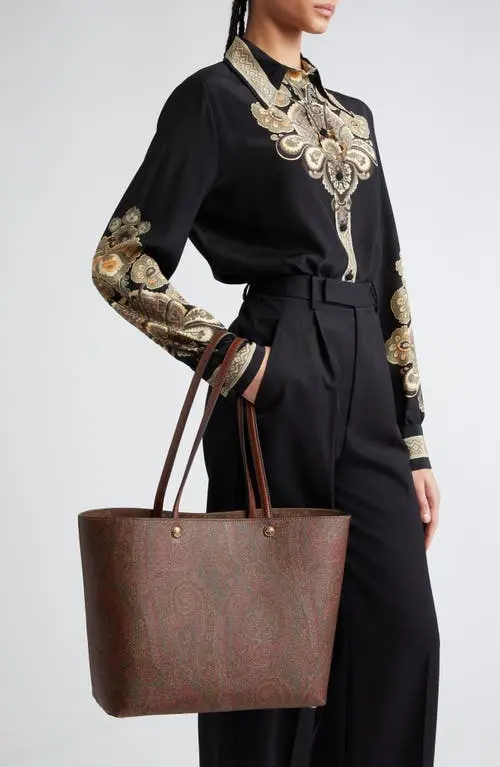 Etro Large Paisley Shopper - Brown/red