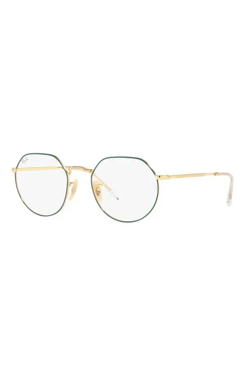 Ray-ban Jack 49mm Hexagonal Optical Glasses - Pale Gold