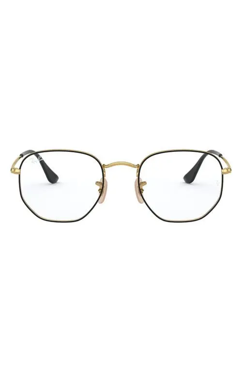 Ray-ban 51mm Round Eyeglasses - Black Gold