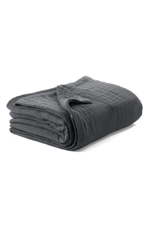 BEARABY Organic Cotton Muslin Cocoon Throw Blanket - Asteroid Grey