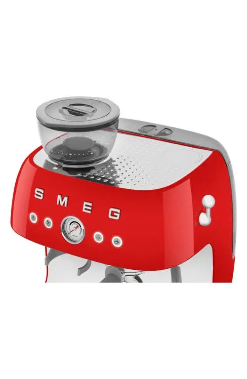SMEG Espresso Machine With Coffee Grinder - Red