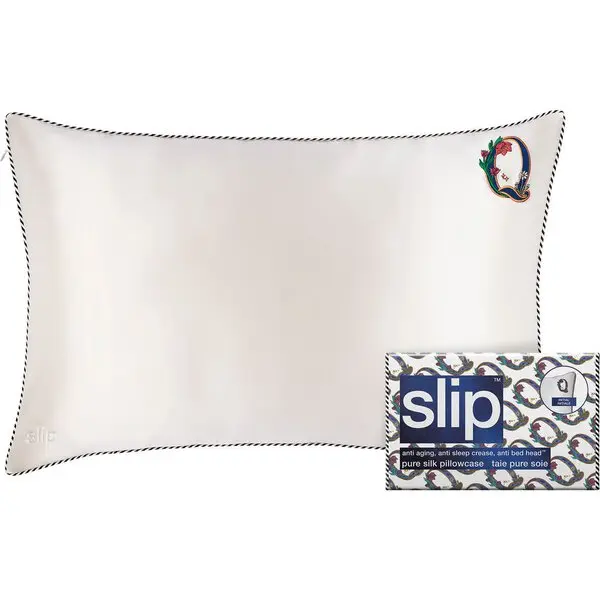 Slip Embroidered Pure Silk Queen Pillowcase - Q