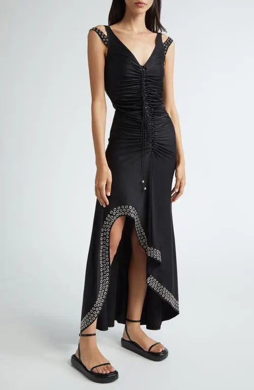 Rabanne Grommet Detail Asymmetric Hem Dress In Black - 55% Off |  Editorialist