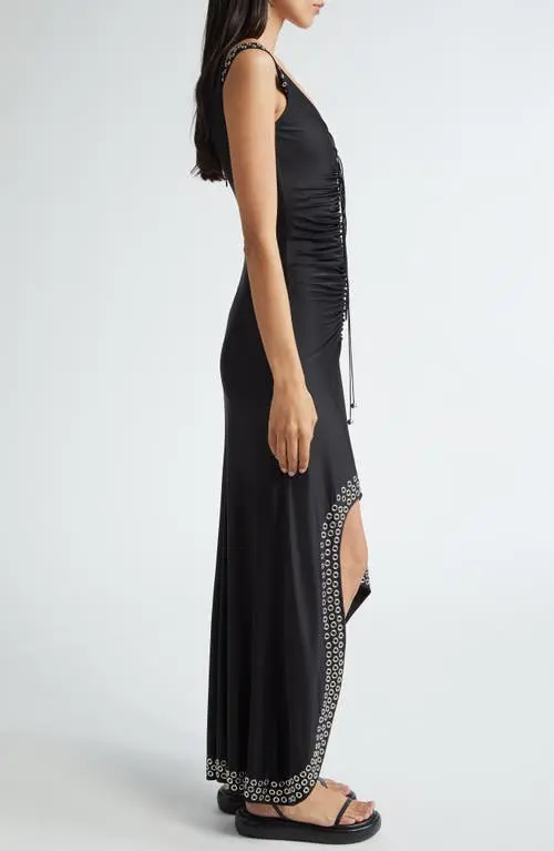 Rabanne Grommet Detail Asymmetric Hem Dress In Black - 55% Off |  Editorialist