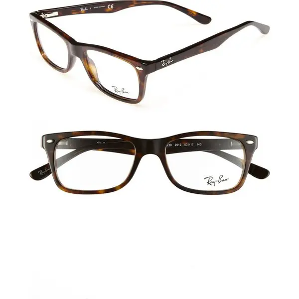 Ray-ban 50mm Square Frame Optical Glasses - Dark Tortoise