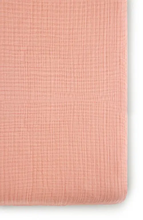 OILO Organic Cotton Muslin Crib Sheet - Rose
