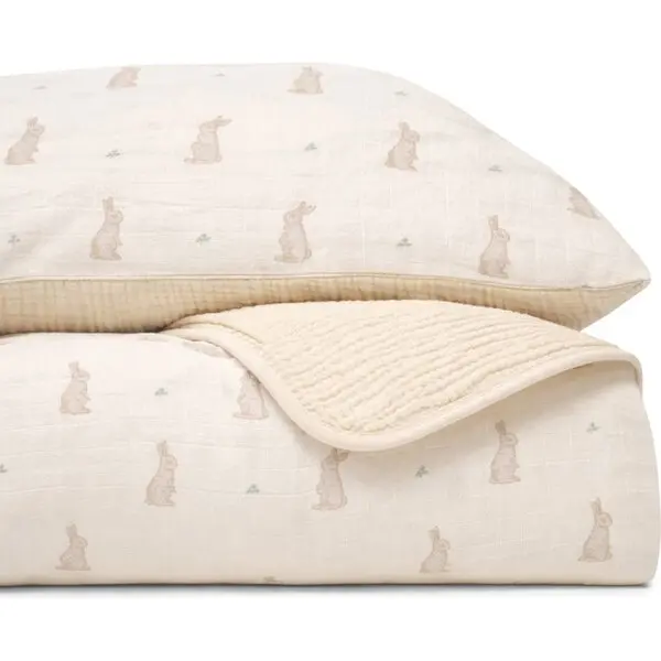 OILO Organic Cotton Muslin Quilt & Sham Set - Bunnies