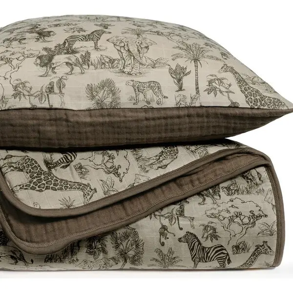 OILO Organic Cotton Muslin Quilt & Sham Set - Safari