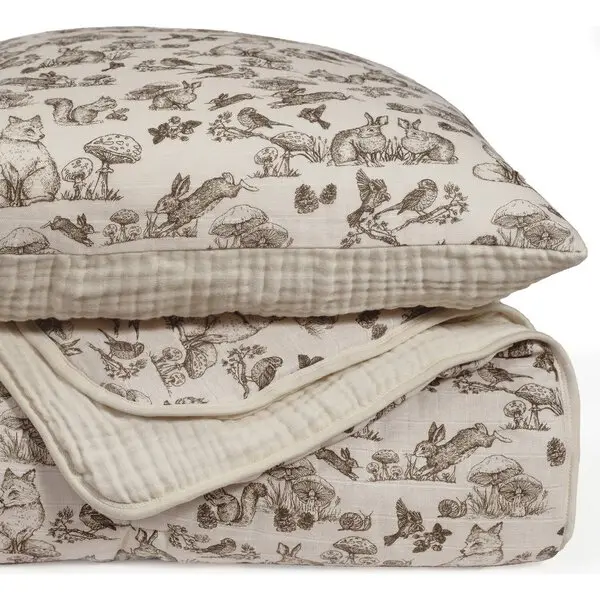 OILO Organic Cotton Muslin Quilt & Sham Set - Woodland