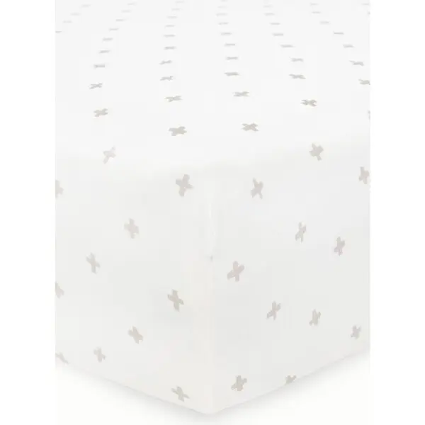 LITTLE UNICORN Knit Crib Sheet - Grey Cross