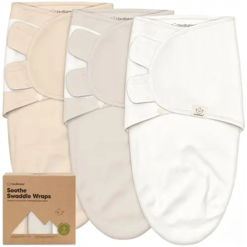 KEABABIES 3-pack Soothe Swaddle Wraps - Pure