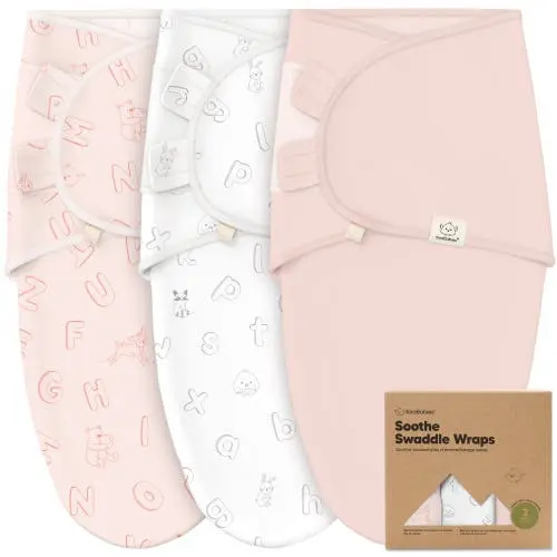 KEABABIES 3-pack Soothe Swaddle Wraps - Abc Land Rose
