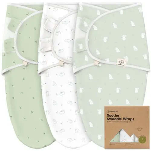 KEABABIES 3-pack Soothe Swaddle Wraps - Bunnies