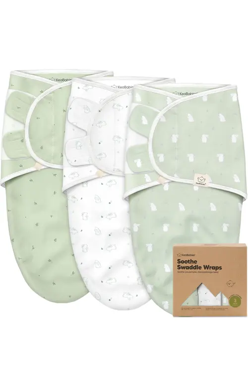 KEABABIES 3-pack Soothe Swaddle Wraps - Bunnies