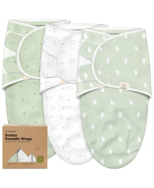 KEABABIES 3-pack Soothe Swaddle Wraps - Bunnies