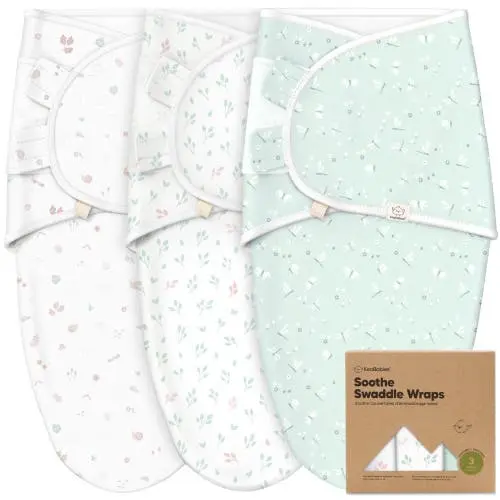 KEABABIES 3-pack Soothe Swaddle Wraps - Garden