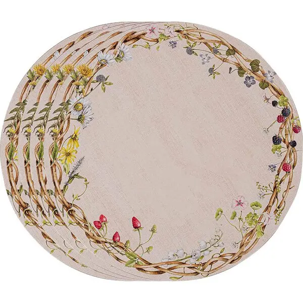 JULISKA Meadow Walk Set Of 4 Round Placemats - Beige Multi