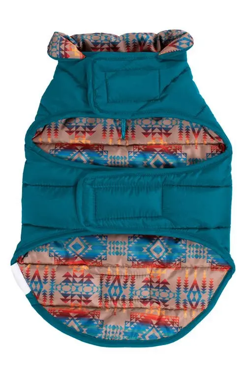 Pendleton Puffer Dog Coat - Teal