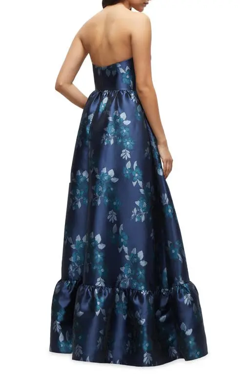 Dessy Collection Damask Strapless Gown