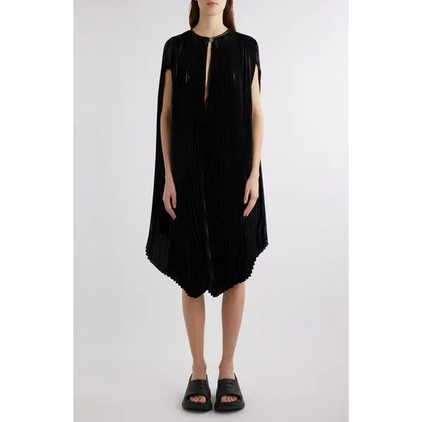 Givenchy Pleated Silk Blend Twill Cape Dress In Black - 65% Off |  Editorialist