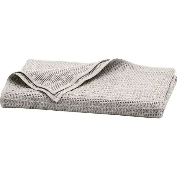 BOLL & BRANCH Waffle Mixed Stripe Throw Blanket - Pewter