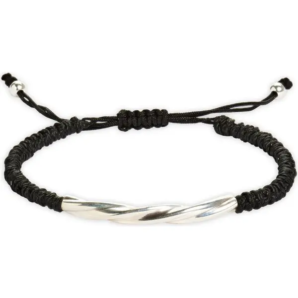 Caputo & Co Twisted Tube Macramé Slider Bracelet - Black