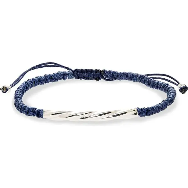 Caputo & Co Twisted Tube Macramé Slider Bracelet - Navy