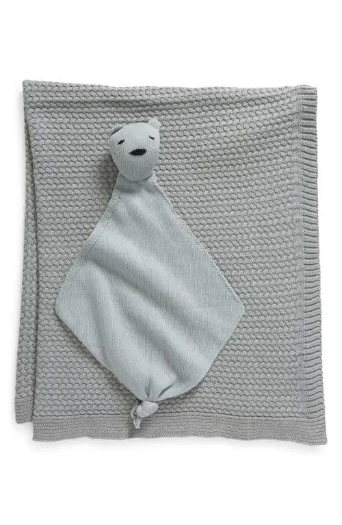 PINK LEMONADE Bunny Organic Cotton Baby Blanket & Bear Lovey Set - Alice Blue