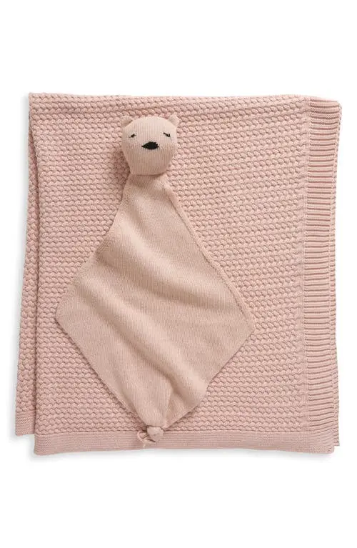 PINK LEMONADE Bunny Organic Cotton Baby Blanket & Bear Lovey Set - Cameo Pink