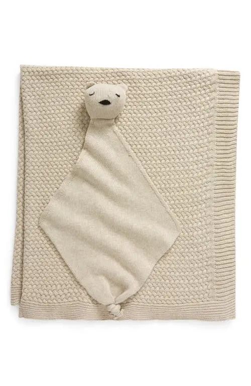 PINK LEMONADE Bunny Organic Cotton Baby Blanket & Bear Lovey Set - Linen Sand
