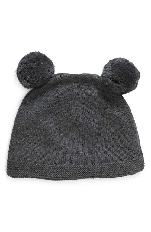 PINK LEMONADE Double Pompom Organic Cotton Beanie - Dark Grey