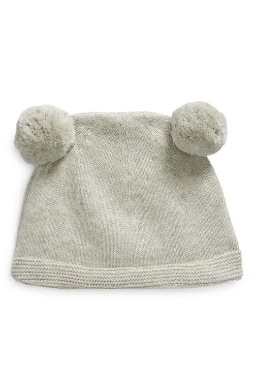 PINK LEMONADE Double Pompom Organic Cotton Beanie - Vanilla Grey
