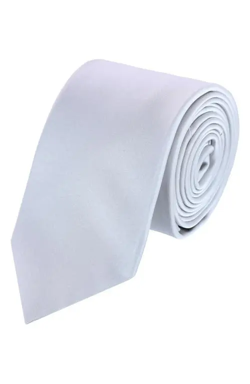 Trafalgar Sutton Solid Silk Neck Tie - Silver