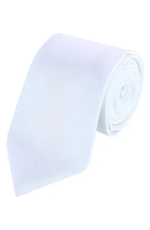 Trafalgar Sutton Solid Silk Neck Tie - White