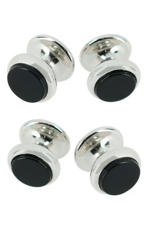 Trafalgar Sutton Onyx Shirt Studs - Silver