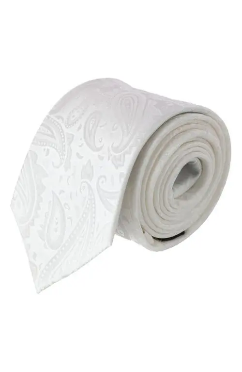 Trafalgar Banbury Paisley Silk Tie - White