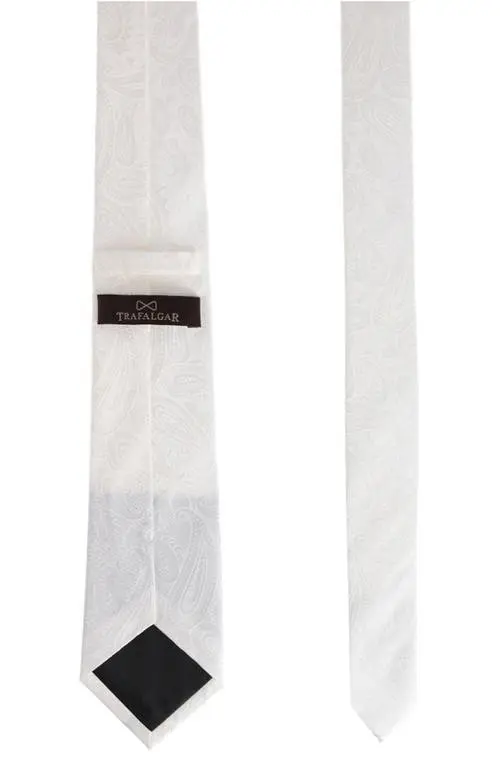 Trafalgar Banbury Paisley Silk Tie - White