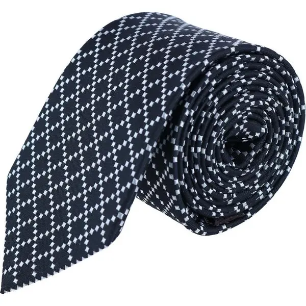 Trafalgar Rowan Geo Pattern Silk Tie - Black