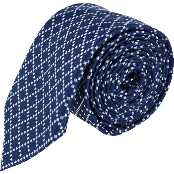 Trafalgar Rowan Geo Pattern Silk Tie - Blue