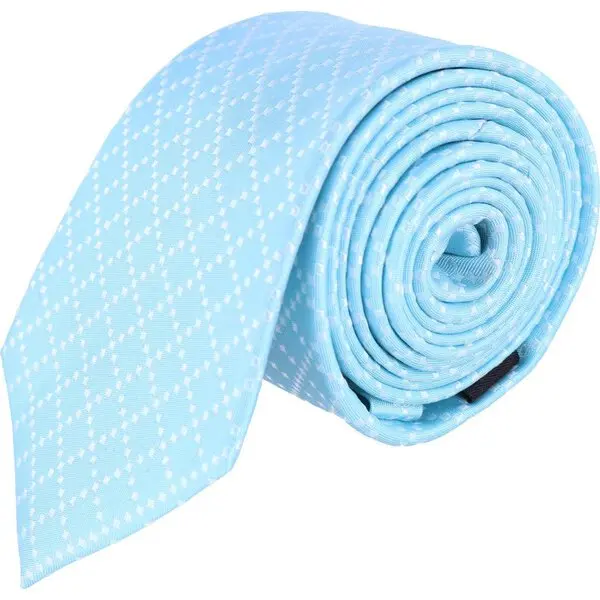 Trafalgar Rowan Geo Pattern Silk Tie - Blue