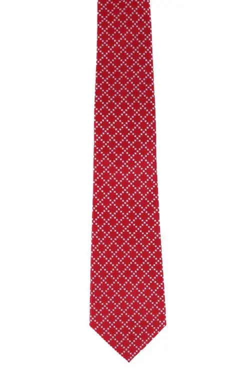 Trafalgar Rowan Geo Pattern Silk Tie - Red