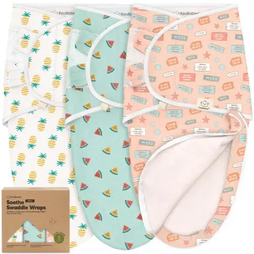 KEABABIES 3-pack Soothe Zippy Swaddle Wrap - Beach Day