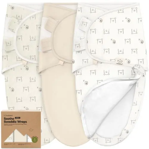 KEABABIES 3-pack Soothe Zippy Swaddle Wrap - Bumble Bear
