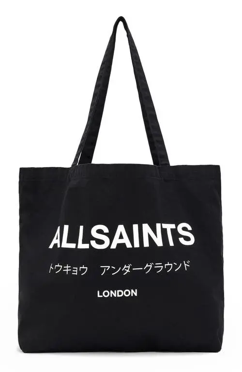 ALLSAINTS Underground Logo Tote - Black/ Chalk
