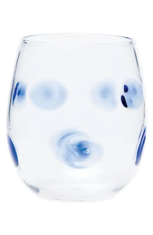 VIETRI Drop Stemless Wine Glass - Blue