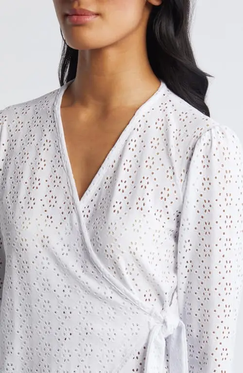 Loveappella Eyelet Wrap Top