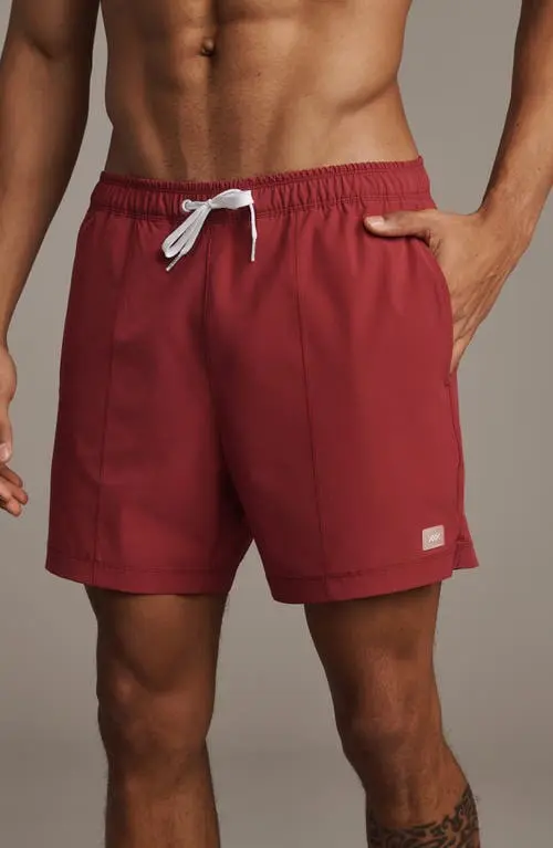 RHONE 5.5-inch Water Repellent Swim Trunks - Red Brick