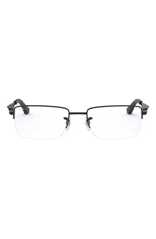Ray-ban 53mm Semi Rimless Rectangular Eyeglasses - Matte Black