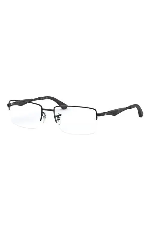 Ray-ban 53mm Semi Rimless Rectangular Eyeglasses - Matte Black