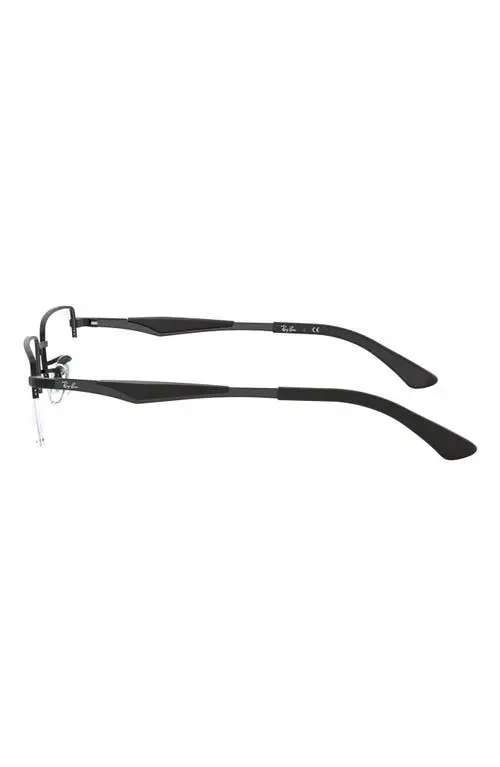 Ray-ban 53mm Semi Rimless Rectangular Eyeglasses - Matte Black